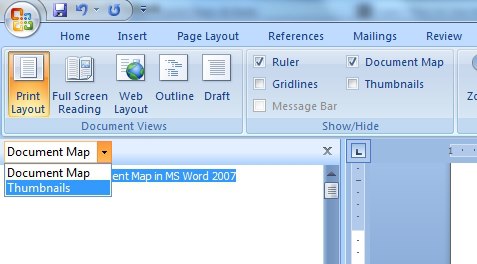 How to use Document Map in MS Word 2007