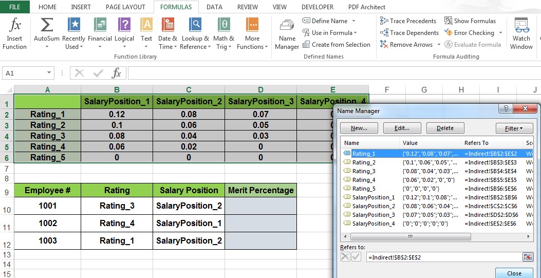 INDIRECT Function for Two-Dimensional Lookup