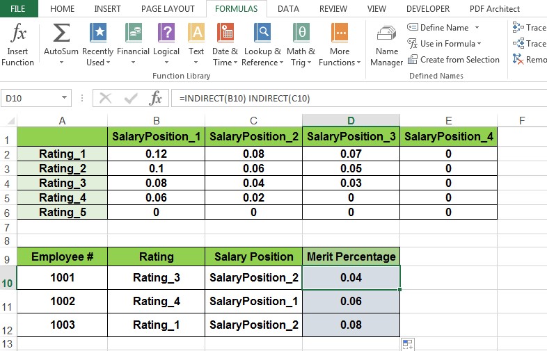 INDIRECT Function for Two-Dimensional Lookup